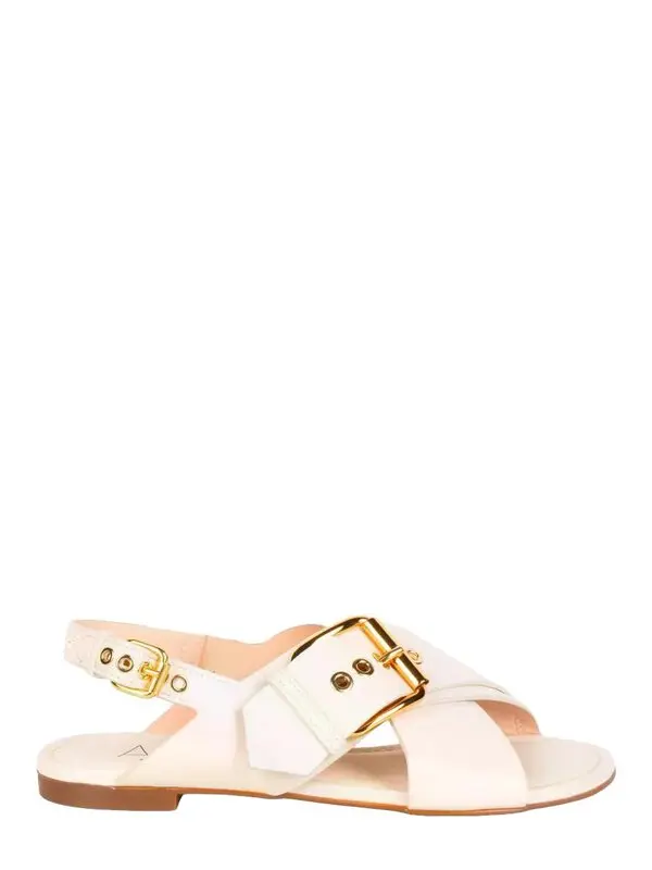 Agl Off-white Leather Criss-cross Sandals - Neutrals
