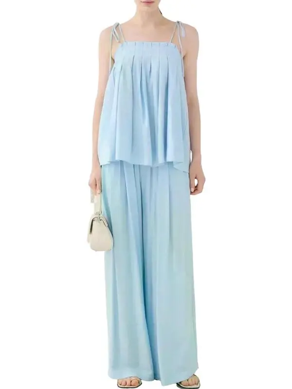 ELEH Pleated Spaghetti-strap Top - Blue