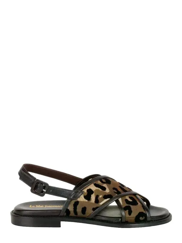 LUCA GROSSI Leopard-print Crossover Sandals - Brown
