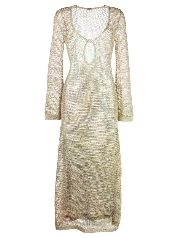 Dodo Bar Or Etta Metallic Mesh Dress - Gold