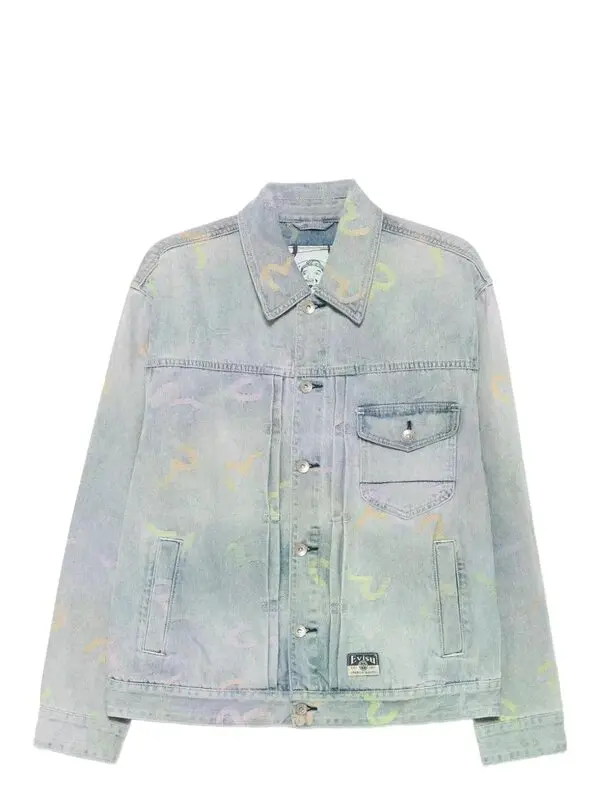 EVISU Seagull-print Denim Jacket - Blue