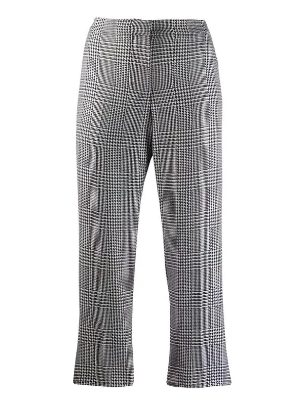 Alexander McQueen Cropped Check Tailored Trousers - Black