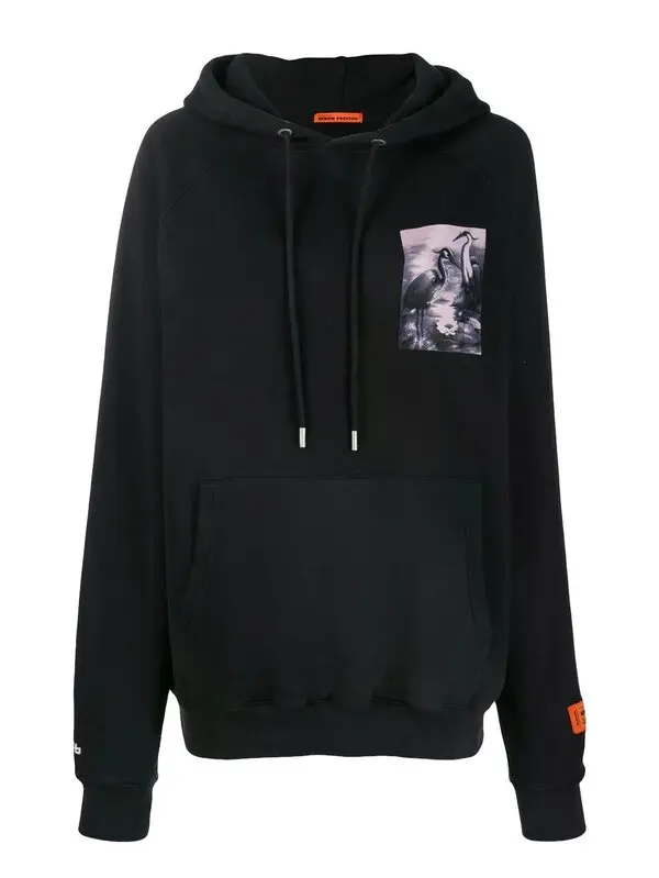 Heron Preston Hoodie With Graphic Chest Print And Rear Logo - Black