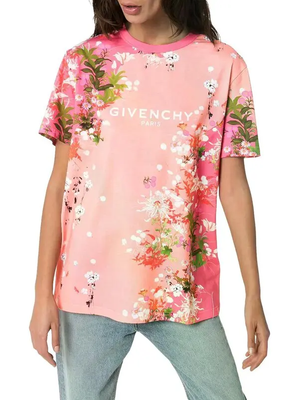 Givenchy Cherry Blossom Logo Print T-shirt - Pink