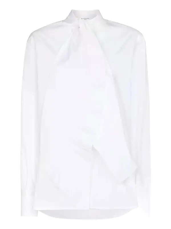 Givenchy Scarf-neck Poplin Blouse - White