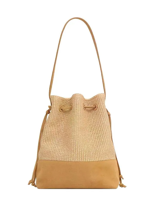 MANSUR GAVRIEL Drawstring Leather Bucket Bag - Neutrals