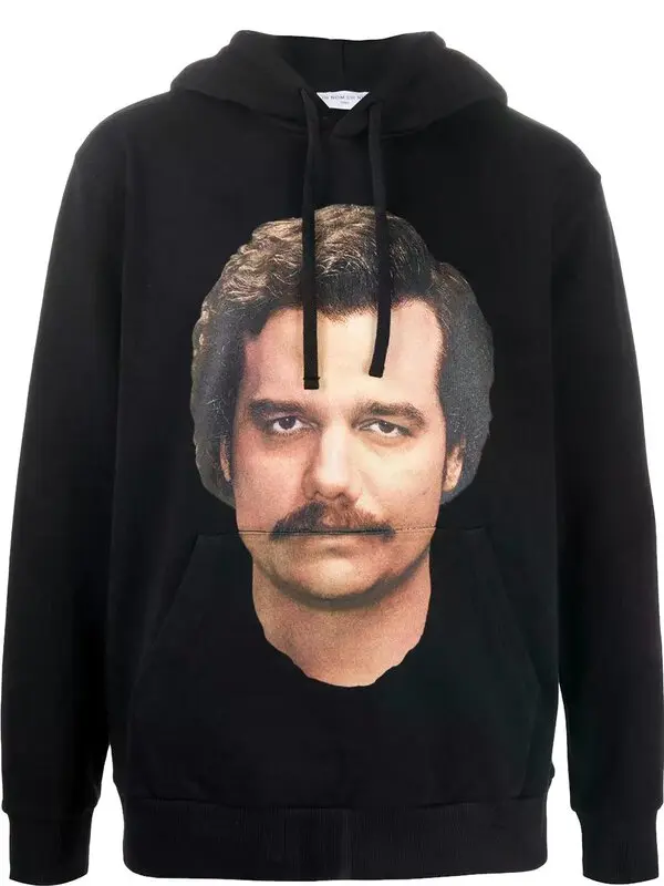 IH NOM UH NIT Portrait Print Drawstring Hoodie - Black