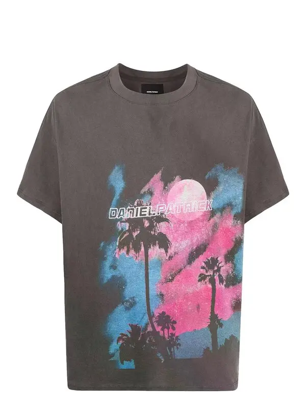 DANIEL PATRICK Graphic-print Crew Neck T-shirt - Grey