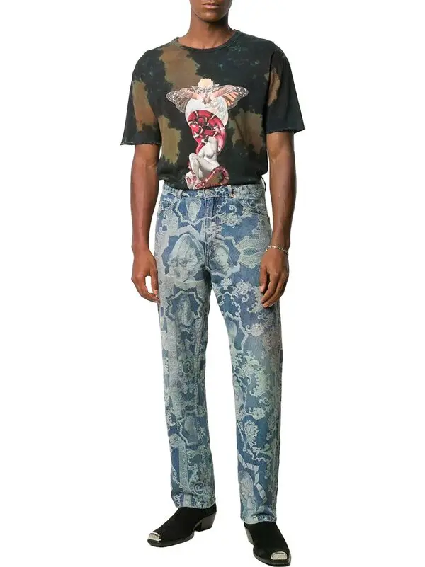 Alchemist Graphic-print Cloud-wash T-shirt - Green