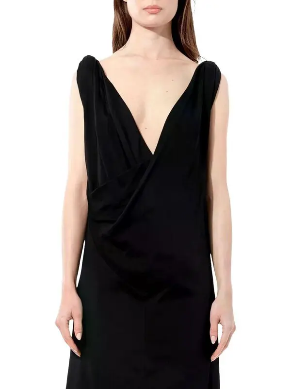 Balenciaga Asymmetric V-neck Dress - Black