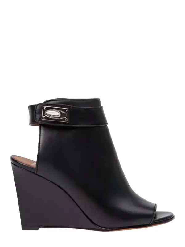 Givenchy Leather Wedge Heel Sandals - Black