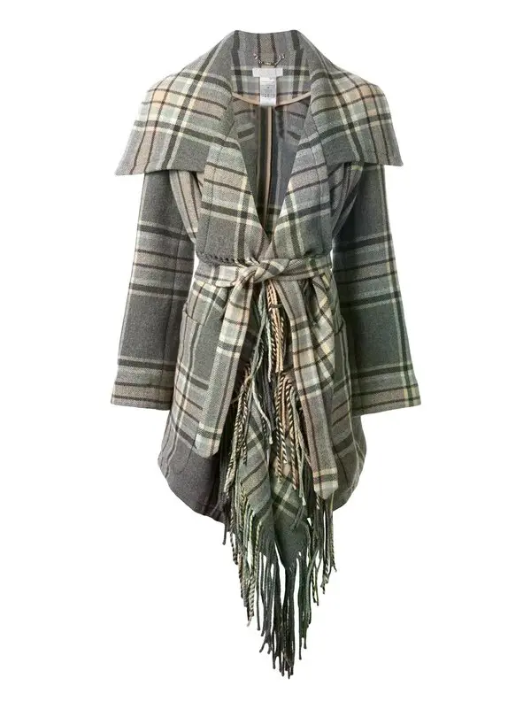 Chloé Check Belted Coat - Grey