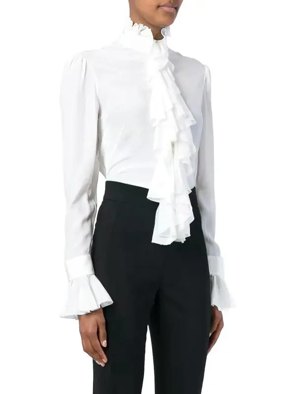 Alexander McQueen Off White Ruffle Shirt - Neutrals