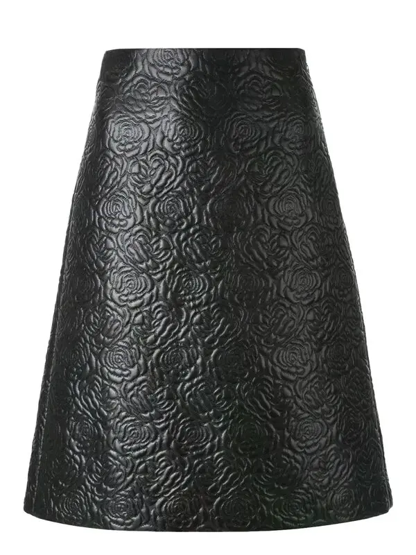 Alexander McQueen Raised Rose A-line Skirt - Black