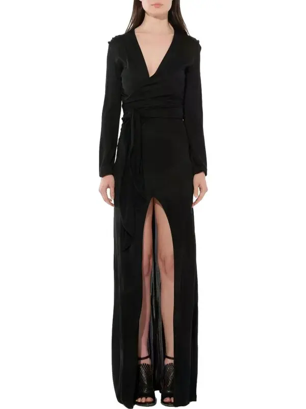Givenchy Long Sleeve Maxi Dress With Slit - Black