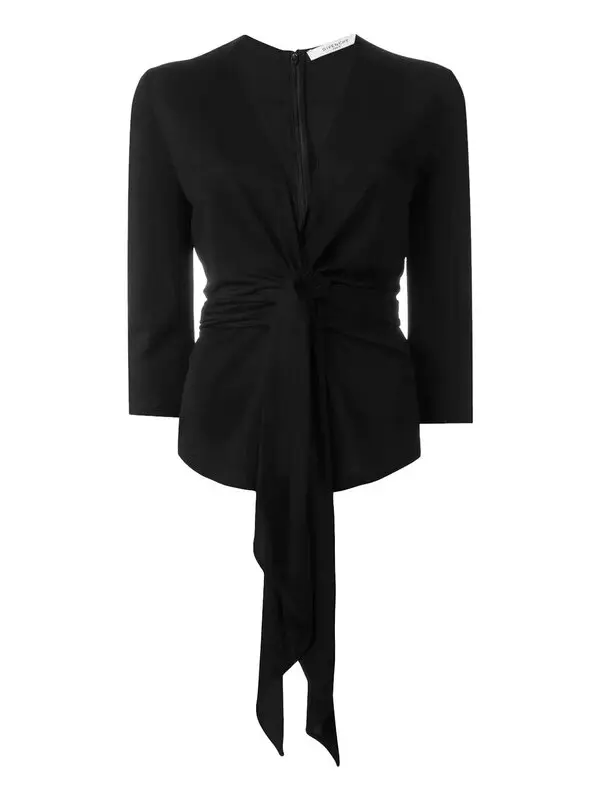 Givenchy Silk Blend V Neck Tie Blouse - Black