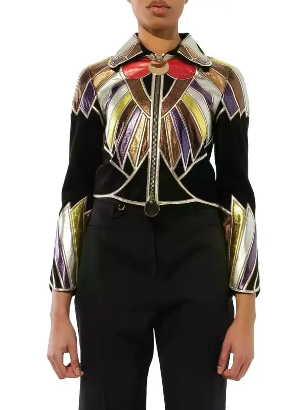 Givenchy Zipped Patchwork Cropped Jacket - Black