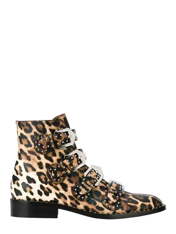 Givenchy Leopard Print Ankle Boots - Black