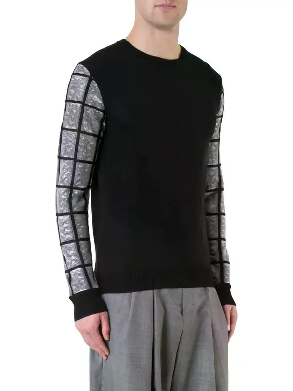 WOOYOUNGMI Checked Sleeve Jumper - Black