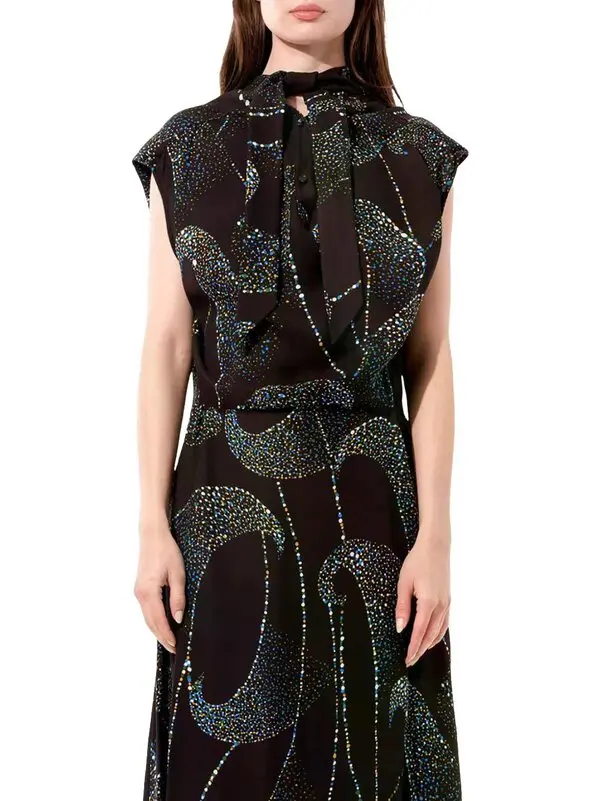 Balenciaga Printed Crepe Midi Dress - Black