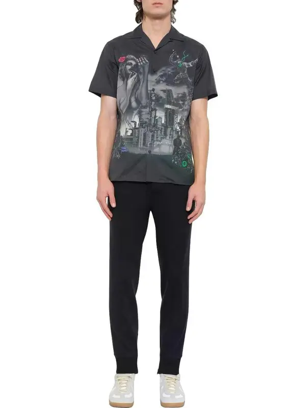 LANVIN Printed Bowling Shirt - Black