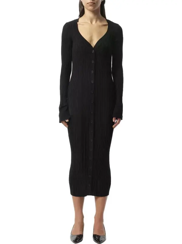 Givenchy Ribbed Wool Cardigan-coat - Black