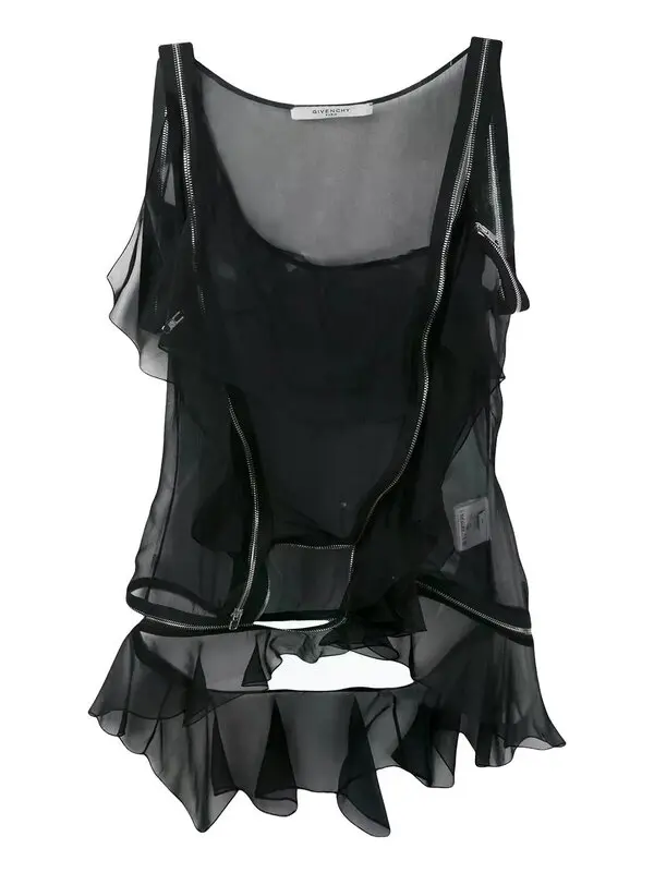 Givenchy One-shoulder Ruffle Zip Top - Black