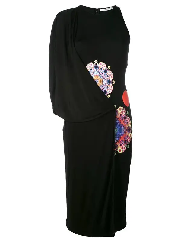 Givenchy Asymmetric Printed Midi Dress - Black
