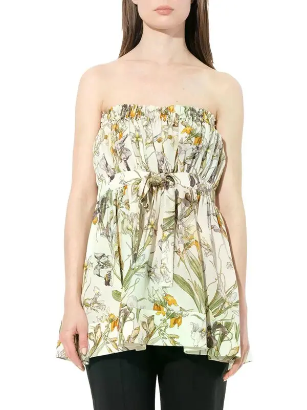 Alexander McQueen Floral Print Bandeau Top - Neutrals