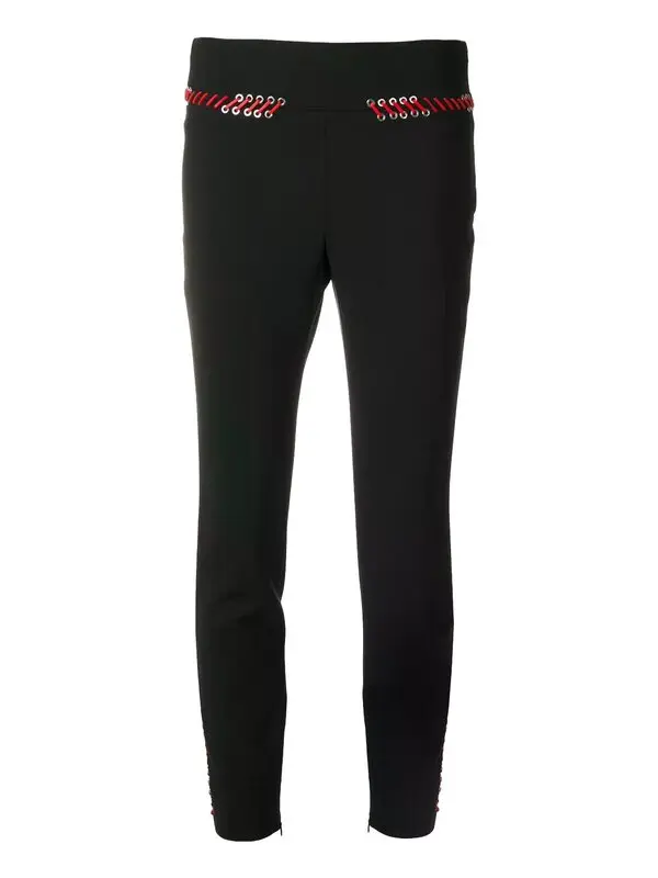 Alexander McQueen Wool Blend Lace Trim Skinny Trousers - Black