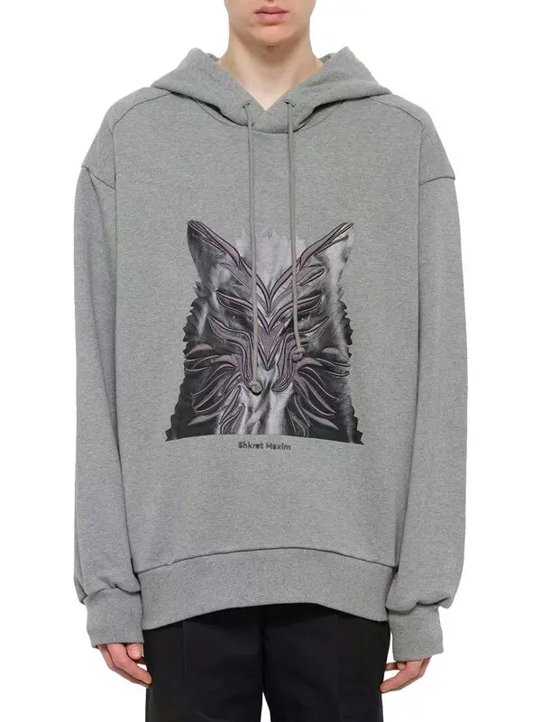 JUUN.J Wolf Print Hoodie - Grey