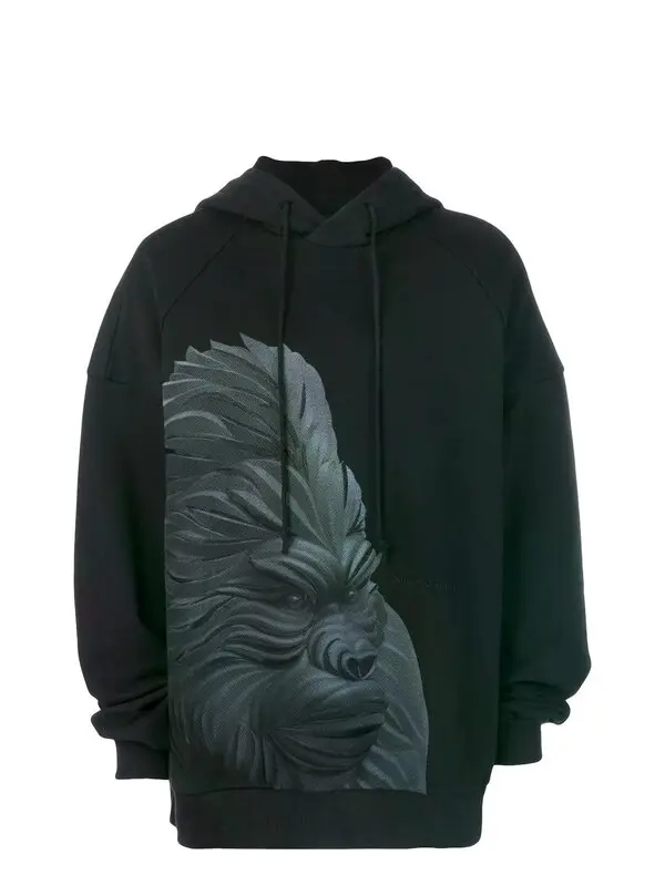 JUUN.J Ape Print Hoodie - Black