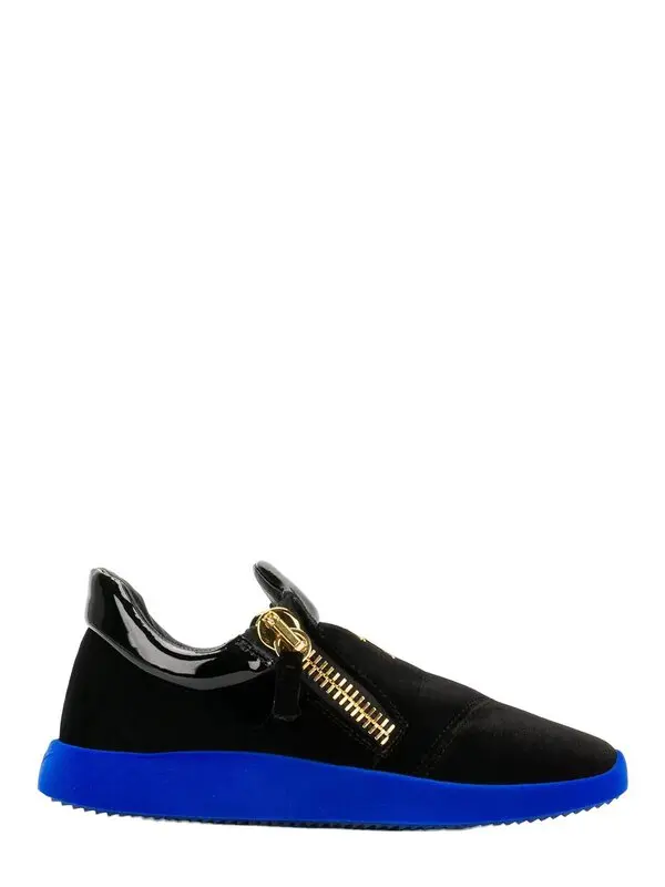 GIUSEPPE ZANOTTI Patent Leather And Velvet Runner Sneakers - Black