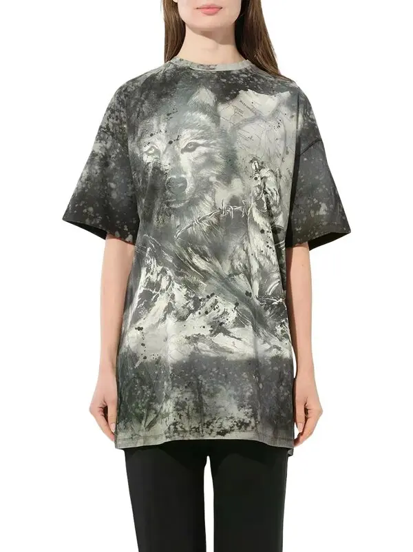 Balmain Graphic Cotton T-shirt - Grey
