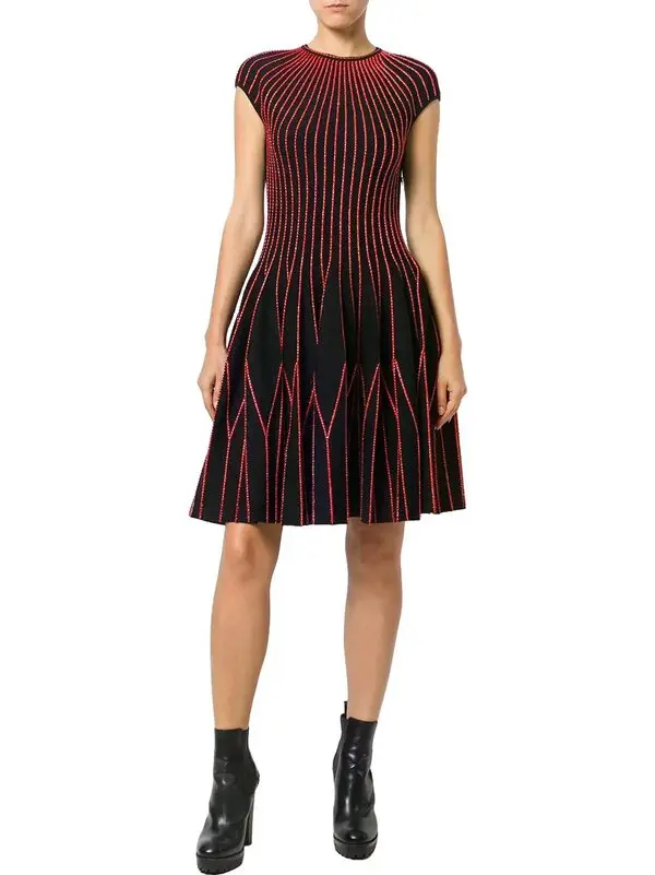 Alexander McQueen Capped-sleeve Knitted Dress - Black