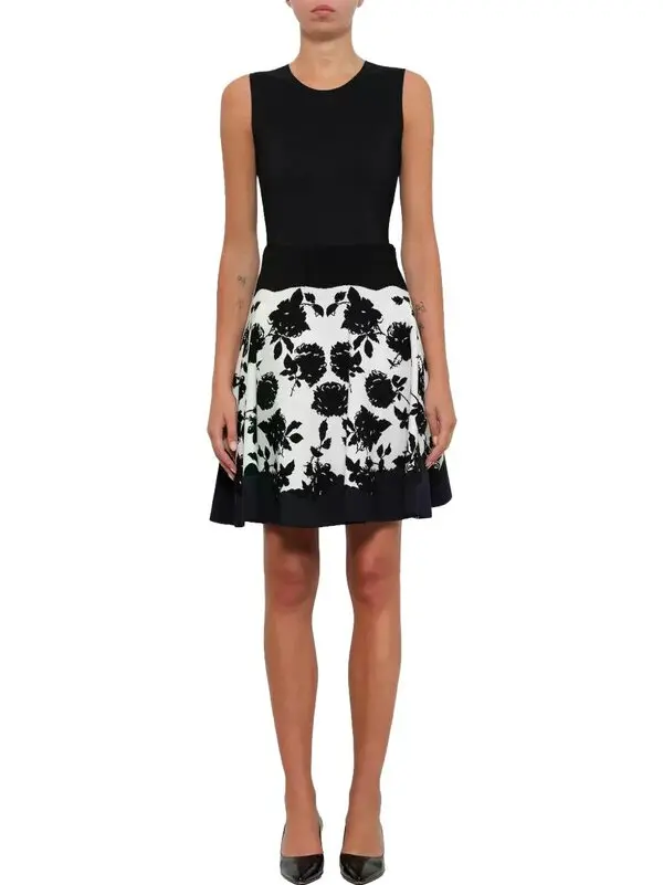 Alexander McQueen Floral A-line Skirt - Black