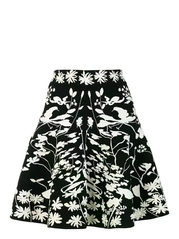 Alexander McQueen Floral A-line Skirt - Black
