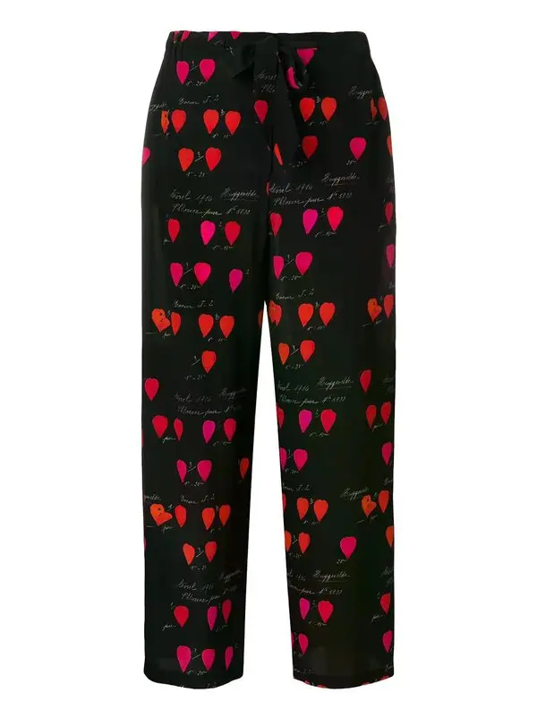 Alexander McQueen Petal Print Silk Trousers - Black