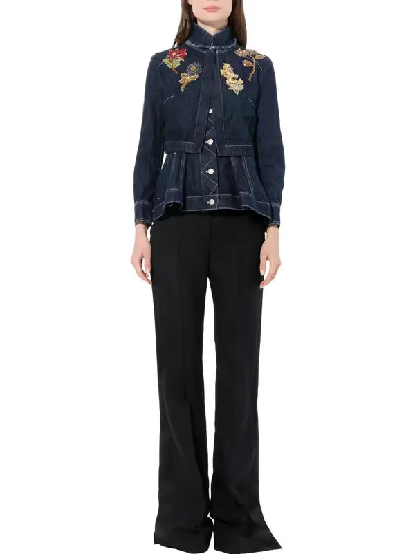 Alexander McQueen Embroidered Peplum Jacket - Blue