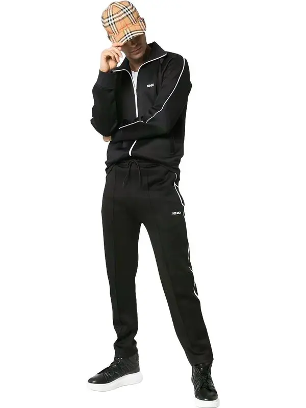 Kenzo Logo Print Cotton Blend Sweat Pants - Black