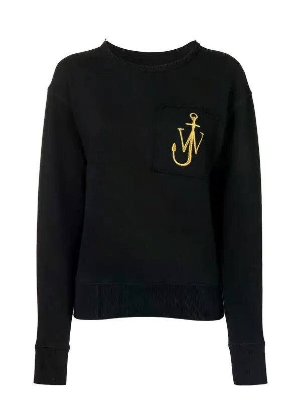 JW Anderson Washed Raw-edge Logo Sweatshirt - Black