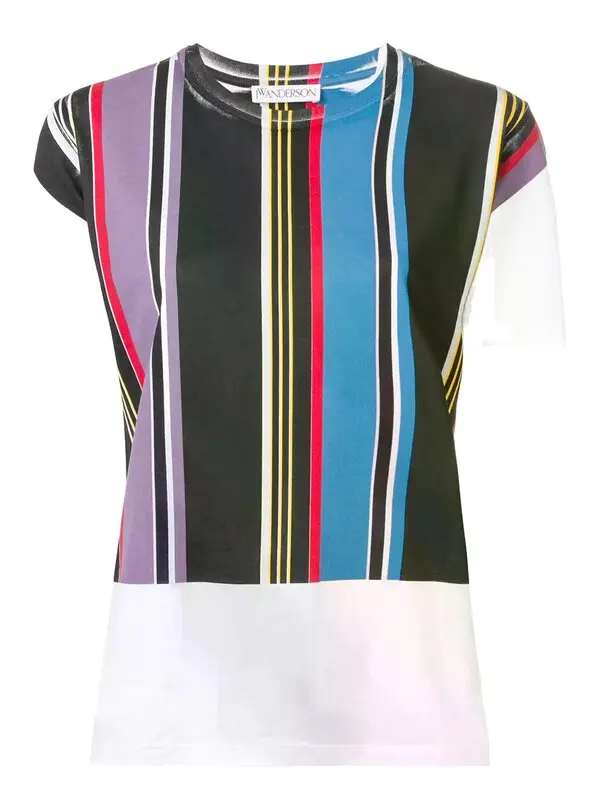 JW Anderson Multicoloured Stripe Panel T-shirt - White