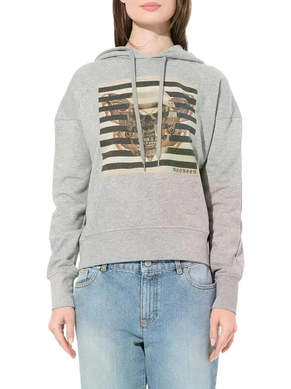 Alexander McQueen Butterfly & Skull Printed Hoodie - Grey