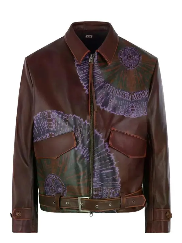 KHOKI Graphic Print Belted Jacket - Brown