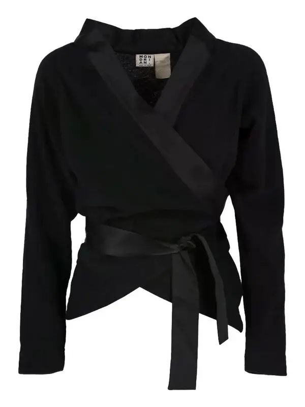 MONDRAIN Belted Wrap Cardigan - Black