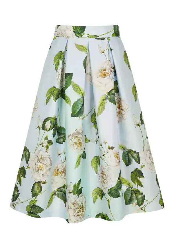 LUNATICA MILANO Floral Print Pleated Midi Skirt - Blue