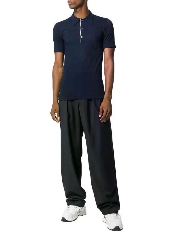 Helmut Lang Contrasting Placket Polo Shirt - Blue
