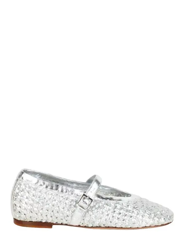 LORENA PAGGI Woven Metallic Flat Pumps - Silver