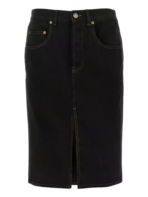 Saint Laurent Baggy Split-front Denim Pencil Skirt - Black