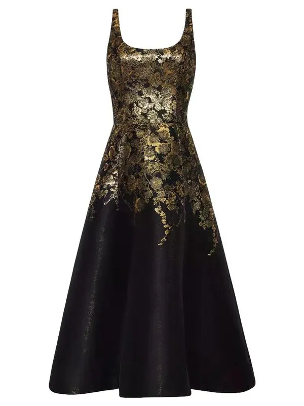 Adam Lippes Veda Floral Jacquard Midi Dress - Black